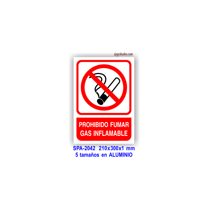 Placa señal prohibido fumar peligro gas inflamable placa en aluminio Placa señal prohibido fumar peligro gas inflamable placa en aluminio