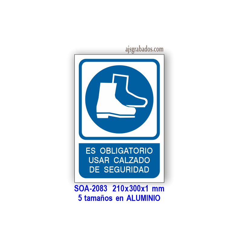 Señal OBLIGATORIO calzado de seguridad, placa realizada en aluminio