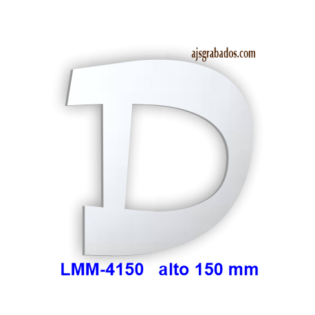 Letra recortada en metacrilato metalizado blanco perla alto 150 mm