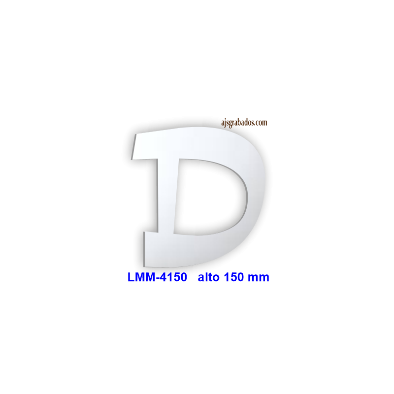 Letra recortada en metacrilato metalizado blanco perla alto 150 mm