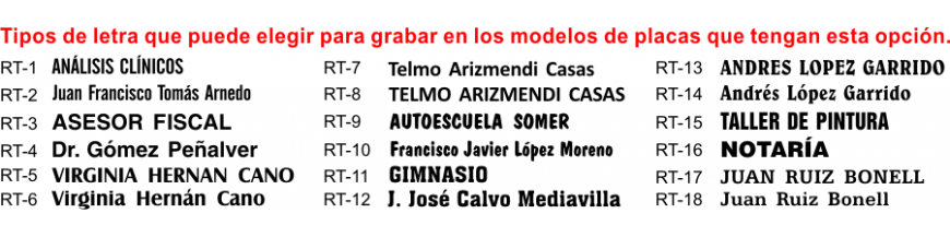 Estilos de letras que se pueden grabar o rotular exclusivamente en los ...